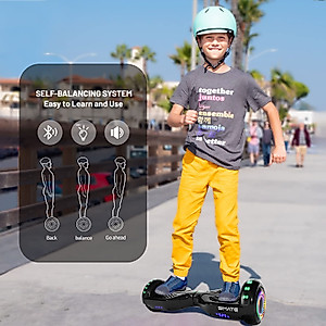 SIMATE 6.5" Hoverboard with Bluetooth & LED Lights, Self Balancing Hover Boards for Kids & Adults & Girls & Boys, for All Ages…