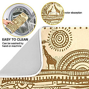 African Woman Silhouette Dish Drying Mat 24"x18" Absorbent Machine Washable Hanging Fast Dry Pad Dish Protective Mat for Kitchen Countertop Heat Resistant Dinner Table Mat
