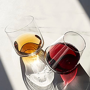 Viski Rolling Crystal Whiskey Tumblers Set of 2 - Premium Crystal Clear Glass, Classic Lowball Cocktail Glasses, Scotch Glass Gift Set - 12 oz