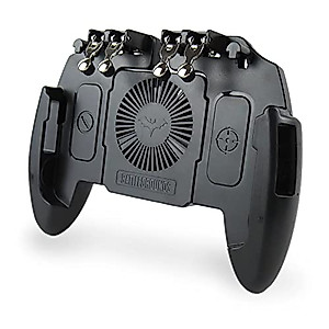 Trigger Mobile Game Controller with Cooling Fan for PUBG/Call of Duty,Mobile Triggers for 4.7”-6.5” iOS/Android Phones,with Cooling Fan/Phone Holder/Finger Sleeves