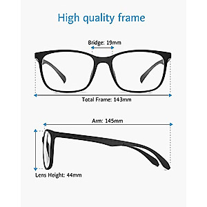 ANRRI Blue Light Blocking Glasses, Anti Eyestrain Lens Lightweight Frame Eyeglasses, Black, Men/Women