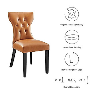 Modway Silhouette Modern Tufted Vegan Leather Upholstered Parsons Tan, One Dining Chair