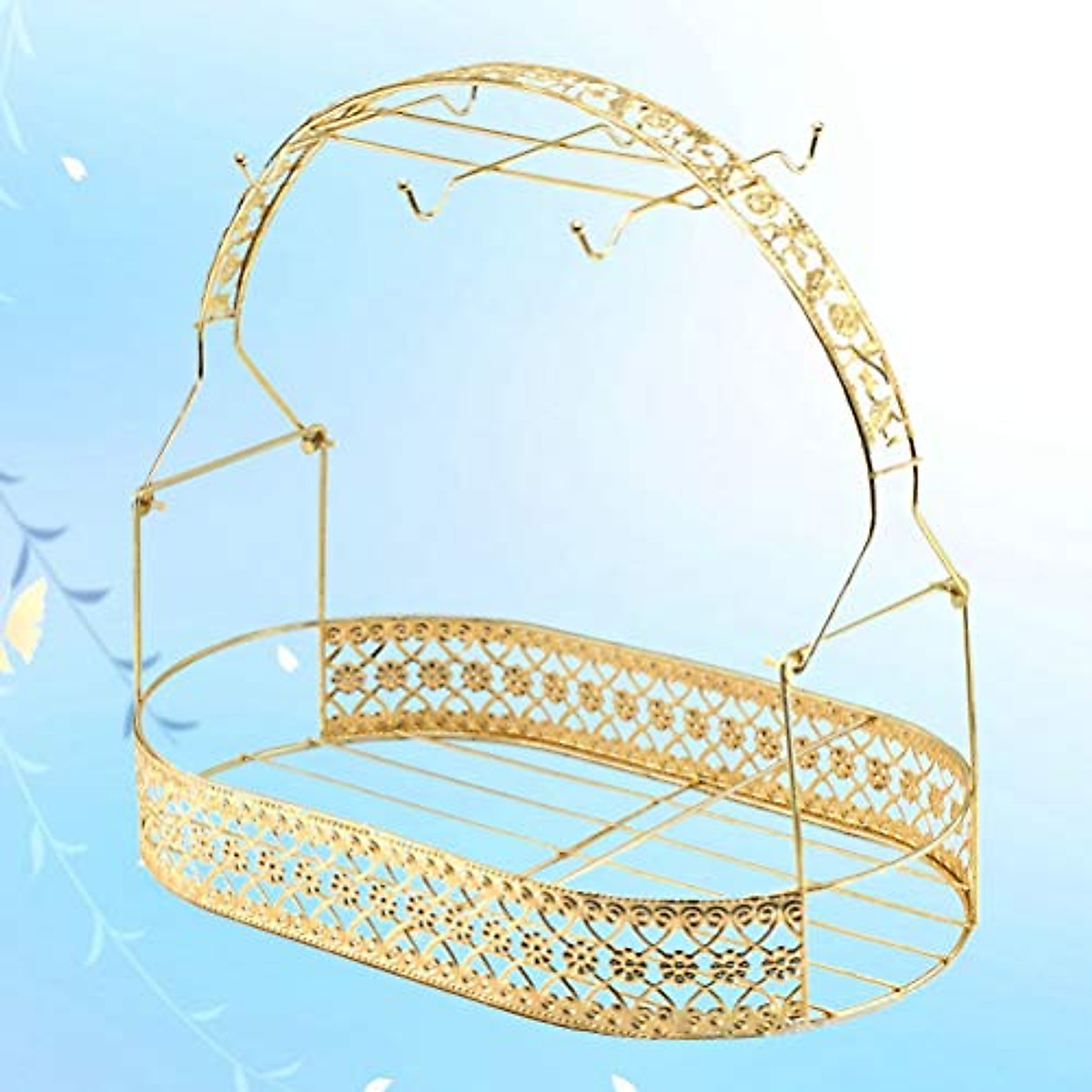 Operitacx Coffee Mug Holder with Saucer Organizer Cup Drying Rack 6 Cup Hooks Drainer Organizer Mug Tree Drinking Glass Holder Stand Mug Drainer Tray for Cups Mugs Cup Stand