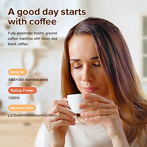 Eficentline-205 Fully Automatic Espresso Machine, One Touch Coffee Machine with Manual Milk Frother for Cappuccino & Latte, Stainless Steel, Silver (Espresso Machine w Milk Frother)