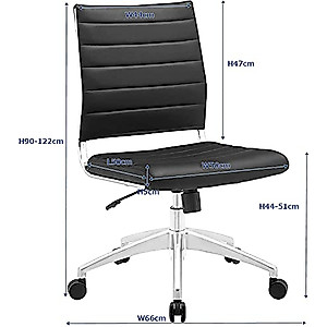 Modway Jive Ribbed Armless Mid Back Swivel Conference Chair In Black