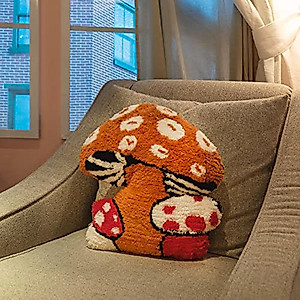 Lunar Sol Mushroom Pillow Boho Throw Pillow - Cute Stuff Soft Plushie Squishy Stuffed Pillows Aesthetic Indie Hippie Decor & Accessories for Bed, Car, Home - Fun Mushroom Decorations, 15" x 17"