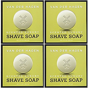 Van Der Hagen Men's Luxury Scented Shave Soap, 3.5 Ounce (Pack of 4)