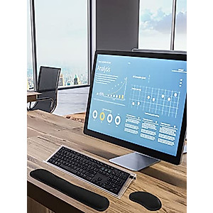 Kalolary 3 Pcs Acrylic Tilted Computer Keyboard Holder with Mouse & Keyboard Wrist Rest Pad, Computer Keyboard Stand Set for Easy Ergonomic Typing for Office Desk, Home, School