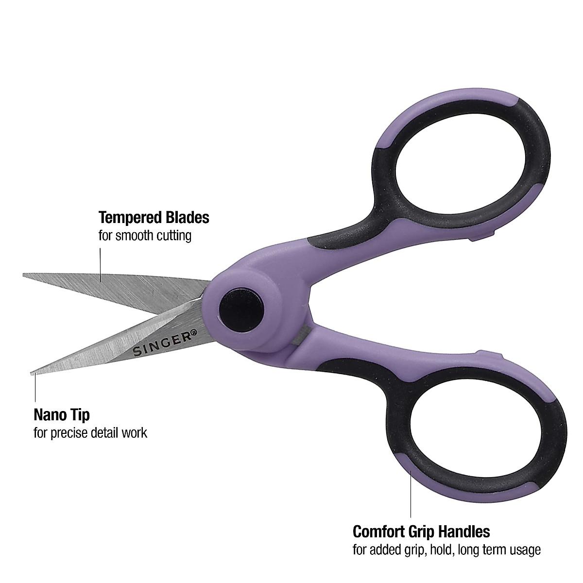 SINGER ProSeries Fabric Scissor and Craft Detail Scissor Set, Lilac, Set of 2