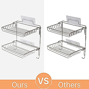 Luoer&Zima Shower Caddy 3-Layers Bathroom Shelf, No Drilling Traceless Adhesive Collapsible Bathroom Storage Organizer, Stainless Steel Rustproof Food Storage Basket 4 Pack