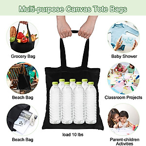 Roowest 120 Pieces Black Cotton Tote Bag Bulk 15 x 16 Inch Blank Shopping Cloth Bags Lightweight Reusable Grocery Black Tote with Long Handle for Women Men DIY Craft Gift