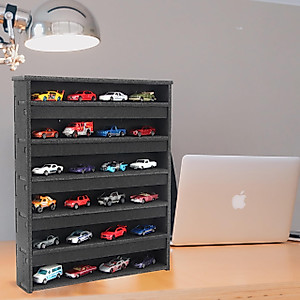 KISLANE Assemblable Kids Display Case Compatible with Toy Cars, Display Case Fit for Toy Cars Case & Matchbox Cars, Wall-Mounted Storage Organizer Case (Black)