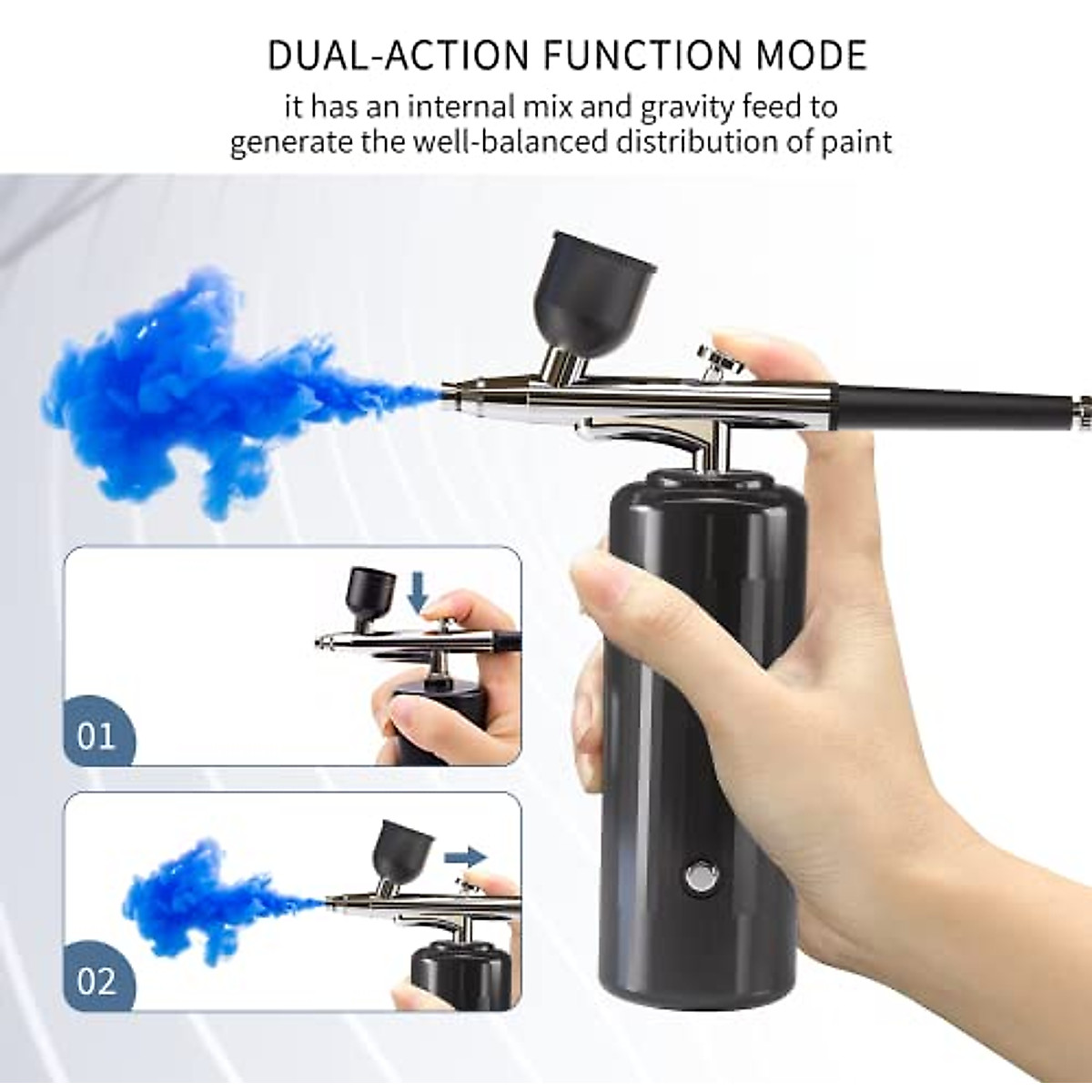 Airbrush Kit with Compressor kit 32PSI Cordless Airbrush Rechargeable Portable Dual Action Barber Airbrush Compressor, Air Brush for Painting, Model, Nail, Makeup, Barber. (Black)……