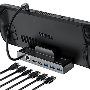 ANNAPRO Docking Station for Steam Deck/Steam Deck OLED & ROG Ally, 6-in-1 Dock with HDMI 2.0 4K@60Hz, Gigabit Ethernet, 3 x USB-A 3.0 and PD3.0 100W USB-C Full Speed Charging Port