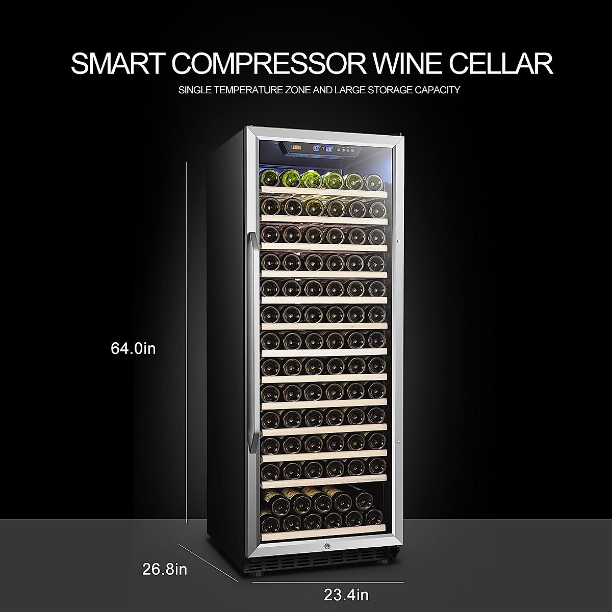 Lanbo Built-in Compressor Wine Chiller Single Zone Wine Cellar Fridge, 149 Bottle