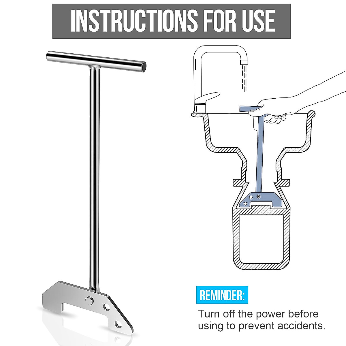Trajihye Garbage Disposal Unjamming Wrench, Compatible with Waste King,Moen and InSinkErator Garbage Disposal - Quick Blockage Removal From Above The Sink