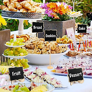 LotFancy Mini Chalkboard Signs 20 Pack with Support Easels and 10 Extra Stickers, Food Labels for Party Buffet Table, Weddings, Table Numbers, Message Board and Event Decorations