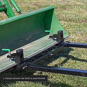 Titan Attachments Light-Duty 60" Clamp-on Pallet Forks with Adjustable Stabilizer Bar, 46" x 3" Fork Length, Rated 1,500 LB, Easy to Install on Loader or Skid Steer Bucket