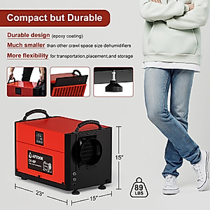 APTOOK 140 Pint Commercial Dehumidifier, Crawl Space Dehumidifier with drain Hose for Basements, Flood Repair Water Damage Restoration, Auto Defrost, Memory Starting