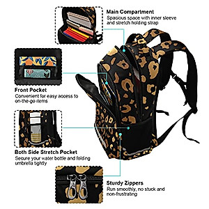 ALAZA Bronze Leopard Print Cheetah Pattern Backpack Purse for Women Men Personalized Laptop Notebook Tablet School Bag Stylish Casual Daypack, 13 14 15.6 inch