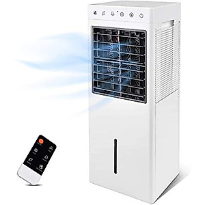 HealSmart 30'' Evaporative Air Cooler Fan with Humidification, Repellent and Anion Function, 2 Gallon Water Tank, 3 Speeds Setting, Remote Control, White