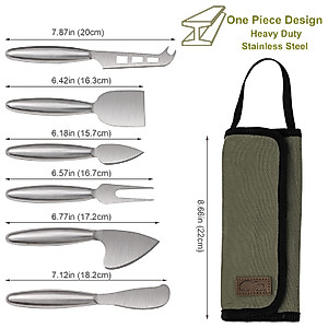 6-Piece Cheese Knife Set, Stainless Steel Cheese Knives for Charcuterie Board for Hard Medium Soft Cheese, Professional Metal Cheese Cutting Knife Cheese Board Accessories with Case Gift Set