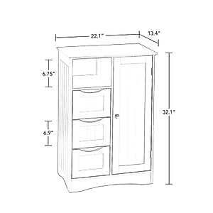 RiverRidge Ashland Collection 1 Door, 3 Drawer, Gray Floor Cabinet