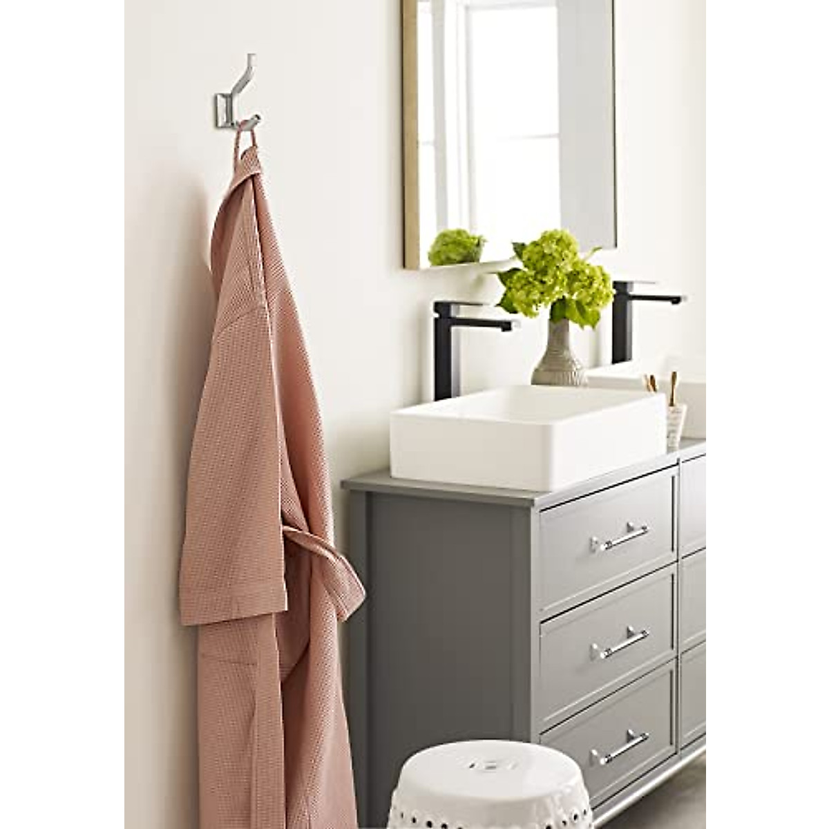 Amerock H3700526 | Aliso Double Prong Decorative Wall Hook | Polished Chrome Hook for Coats, Hats, Backpacks, Bags | Hooks for Bathroom, Bedroom, Closet, Entryway, Laundry Room, Office