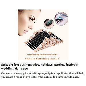 Luxxii (20 Pack) Eyeshadow Applicator Brush Sponge Tipped Makeup Tool Dual Sides Eyeshadow Applicator Brush Comestic for Lady Women Beauty