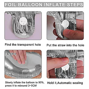 Chaungfu 5 Pcs Astronaut Balloons Rocket Foil Balloons Outer Space Theme Birthday Party Decorations Supplies Big Foil Mylar Number Helium Global for Boy Party Decor Favors - Silver 8