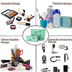 SANYETS Makeup Bag, Cosmetic Bags for Women, Travel Makeup Bag, Green Small Make Up Brush Pouch with Zipper, Corduroy Cute Cosmetic Toiletry Bag, Travel Essentials Aesthetic Preppy Stuff