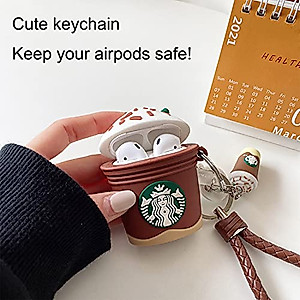 Compatible with AirPod 1/2 Case, Cute 3D Cartoon Funny for Kids Girls Teens Boys Cover, Soft Silicone Fashion Character Skin Cases (Coffee Brown)