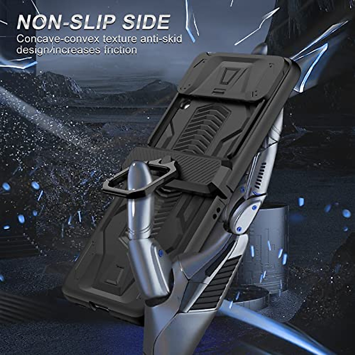 DOOTOO for Samsung Galaxy Z Flip 4 Case with Ring Holder, Z Flip 4 Case Magnetic Hinge Protection Slideway Lens Camera All-Inclusive Cover for Samsung Galaxy Z Flip 4 5G 2022 (Black)