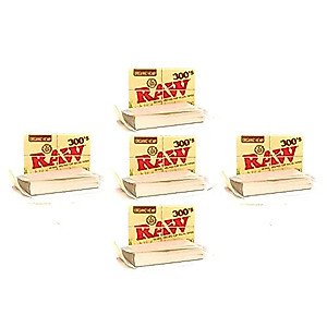RAW 300 Organic 1.25 1 1/4 Size Rolling Papers 5 Pack = 1500 Leaves, Tan, 300 Count (Pack of 5)
