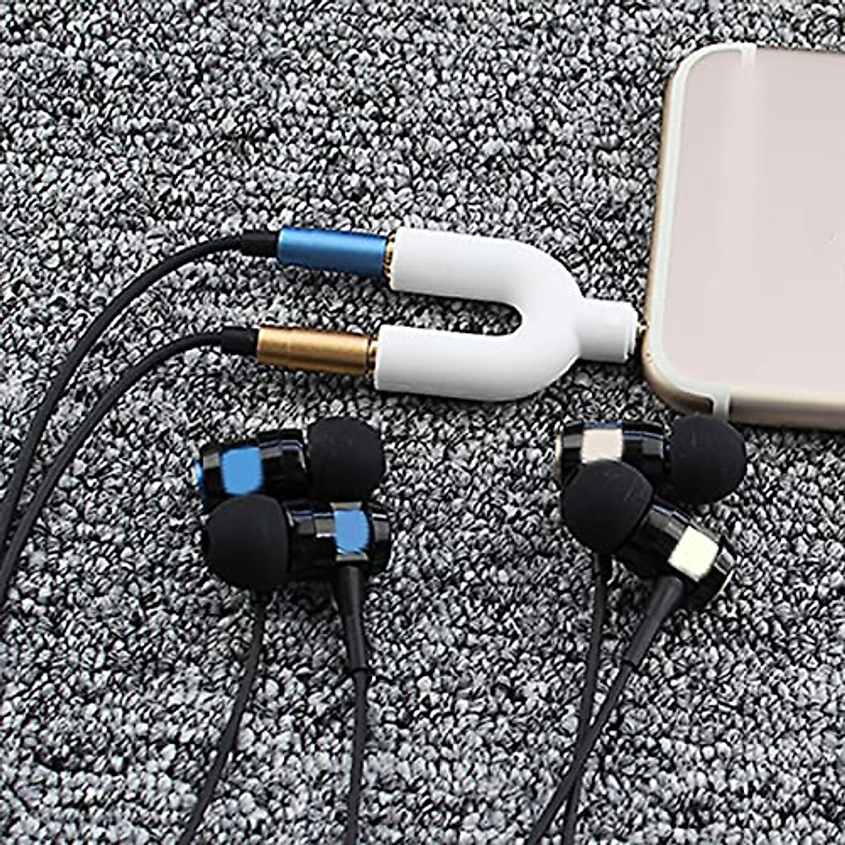 Meideli Audio Converter Headphone Jack Dongle Fast Transmission Metal 1 Male to 2 Female 3.5mm Jack Splitter for Earphone White