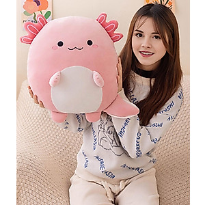16 Inch Plush Axolotl Stuffed Animal Axolotl Hugging Pillow Pink Axolotl Plushies Throw Pillow Axolotl Anime Gift for Kids and Lovers in Birthday,Valentine's Day,Christmas...
