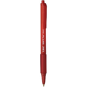 BIC 8373991 Soft Feel Ball Pen, Red, Medium Point, 12-Count