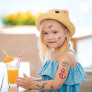 60 Pieces Under The Sea Mermaid Party Decorations Temporary Tattoos for Kids, Ocean Beach Pool Birthday Party Supplies Favors, Mermaid Shark Dolphin Octopus Fish Fake Tattoo Stickers for Boys and Girls