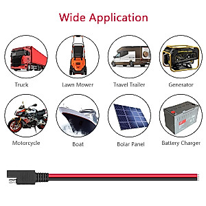 6 PCS 14 AWG 13 inch SAE Connector Extension Cable (6PCS)