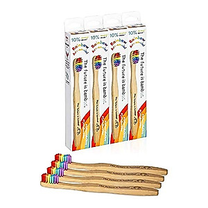 The Future is Bamboo – Rainbow Bamboo Toothbrush for Kids, Pack of 4 Children’s Bamboo Toothbrushes with Soft Wave Bristles
