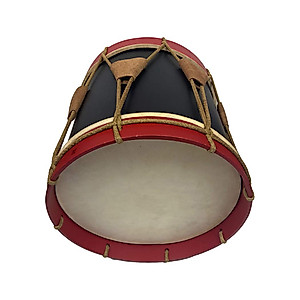 Schooner Bay Co. - 16" Civil-Revolutionary War Style Red and Blue Wooden Marching Drum with Drum Sticks and Strap- Antique Reproduction