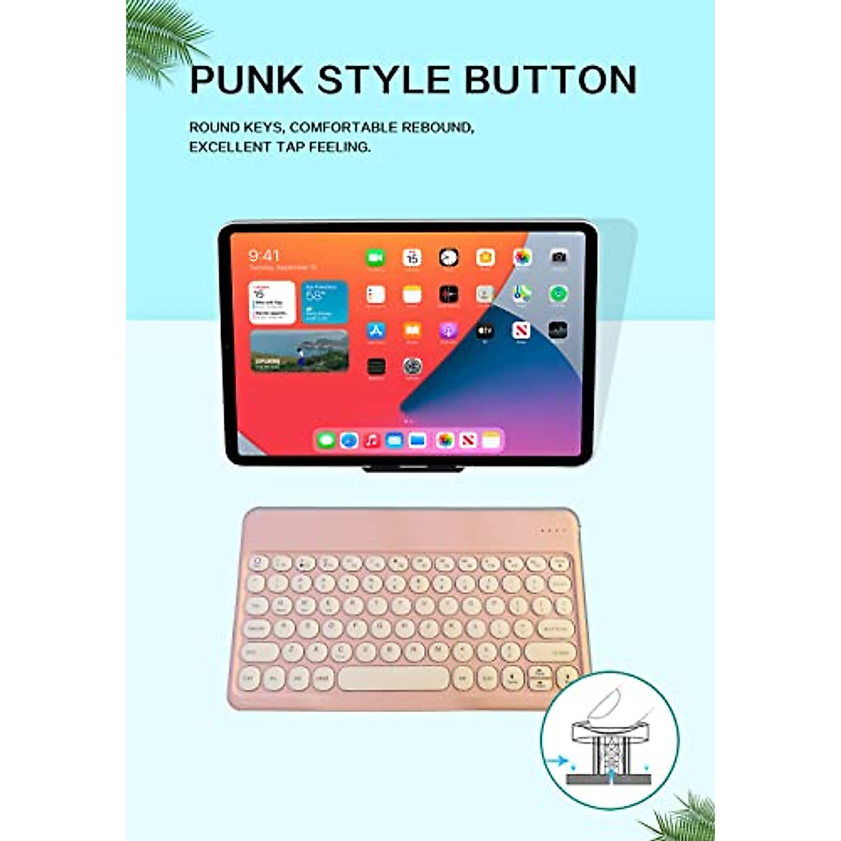 ElecMosWN Urtra Slim Bluetooth Keyboard for iPad Mac,Compact Rechargeable Wireless Keyboard for iPad,iPad Pro/Mini/Air,iPhone,MacBook,Windows Laptop Surface Pro Android Tablet Smartphone(Pink)