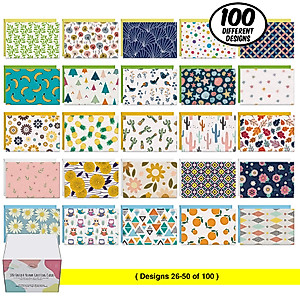 Dessie Unique Blank Greeting Cards with Colored Envelopes and Gold Seals Set for All Occasion, 4x6 Inch, 100 Cards