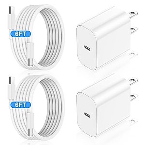 iPhone 16 15 Fast Charger Block and 6ft USB C to C Cable Cord Long for Apple iPhone 16 Pro Max/16 Pro/15 Plus/15 Pro Max/iPad 12.9/11 inch/Air/Mini, Type C Wall Charging Power Adapter Plug Cube Brick