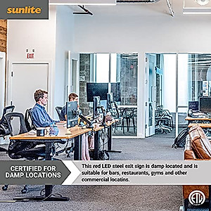 Sunlite 05275 LED Steel Exit Sign Combo, White Housing with Red Lettering, 90-Minute Battery Power Back-Up, Triple 360 Degree Adjustable Head Lamps, 200 Lumens, 120-277V, Fire Safety, NYC Compliant