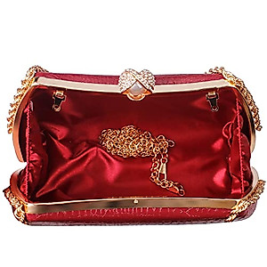 xuson Women Evening Purses Clutch Bags Formal Party Clutches Wedding Purses Cocktail Prom Handbags (wine red)