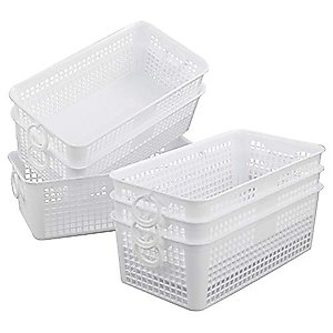 Eagrye 6-Pack Small Plastic Storage Bins, White