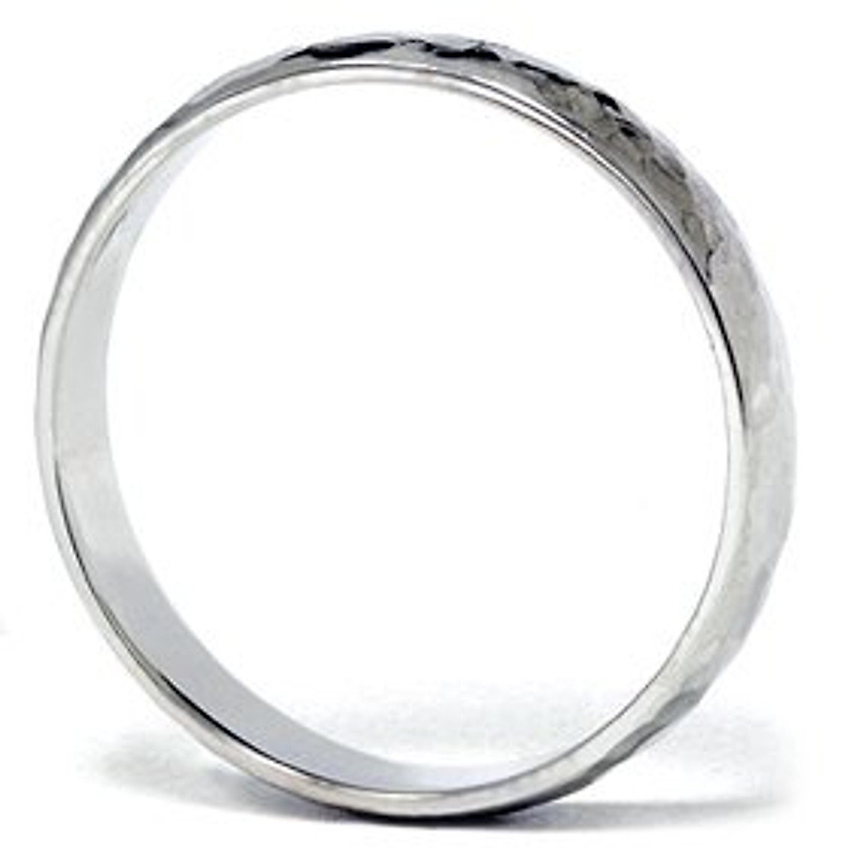 P3 POMPEII3 14K White Gold 4mm Hammered Wedding Band Ring New - Size 8