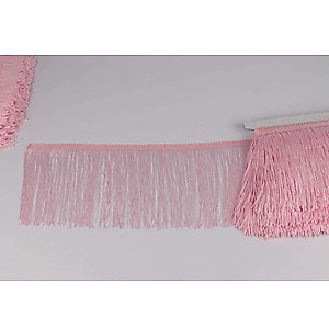 Heartwish268 Fringe Trim Lace Polyerter Fibre Tassel 6inch Wide 10 Yards Long for Clothes Accessories Latin Wedding Dress DIY Lamp Shade Decoration Black White Red(Baby Pink)