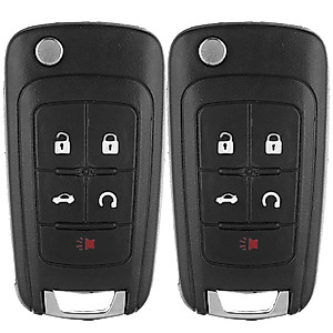 ANGLEWIDE Keyless Entry Remote Car Key Fob SHELL CASE 2pads Replacement for 10-17 for Buick for Chevy for GMC (FCC 5461A-01060512) 5 Buttons